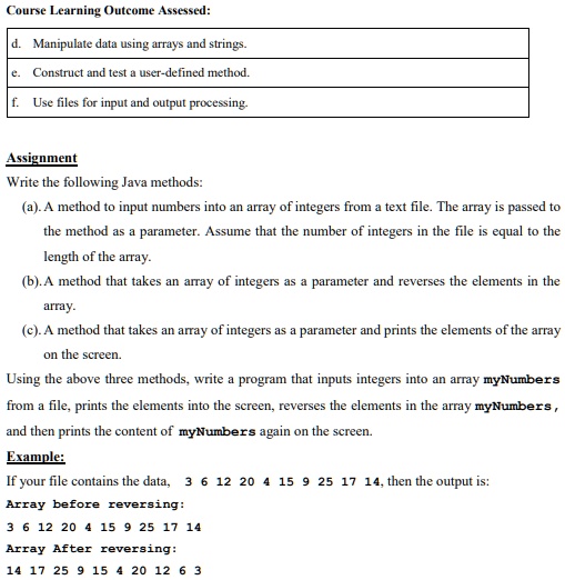 SOLVED: Course Learning Outcome Assessed: d. Manipulate data using ... SOLVED: Course Learning Outcome Assessed: d. Manipulate data using ...