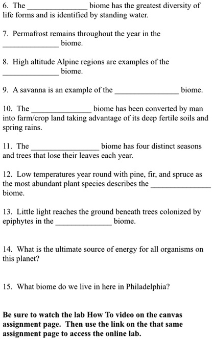 SOLVED: The biome has the greatest diversity of life forms and is ...