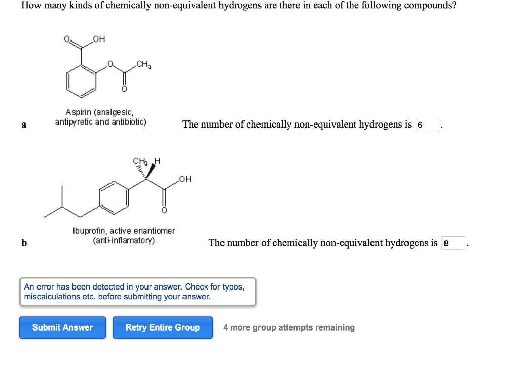 how many kinds of chemically non equivalent hydrogens are there in each ...