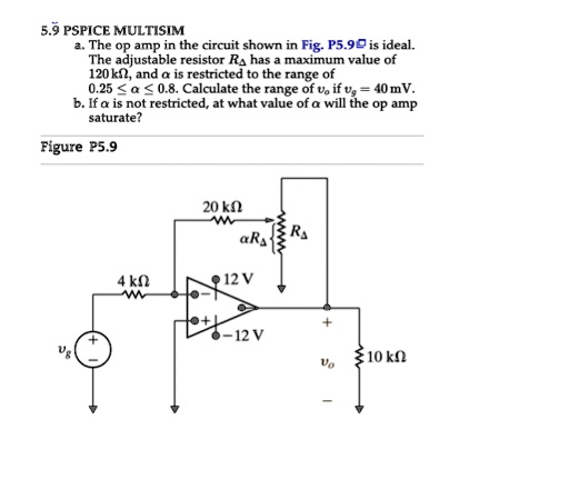 SOLVED: Texts: 5.9 PSPICE MULTISIM a. The op amp in the circuit shown ...