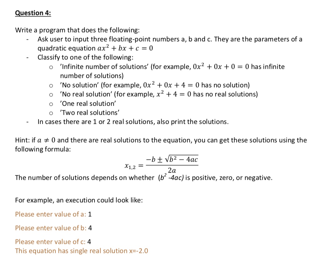 Solved Question 4 Write A Program That Does The Following Ask User