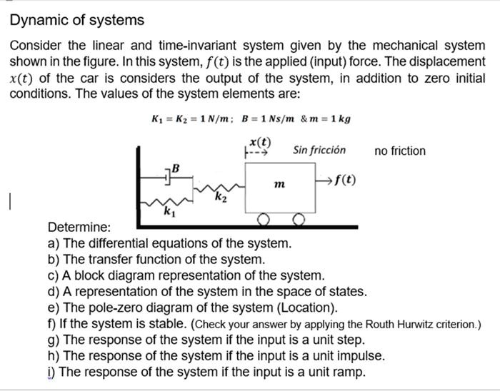 dynamic of systems consider the linear and time invariant system given ...