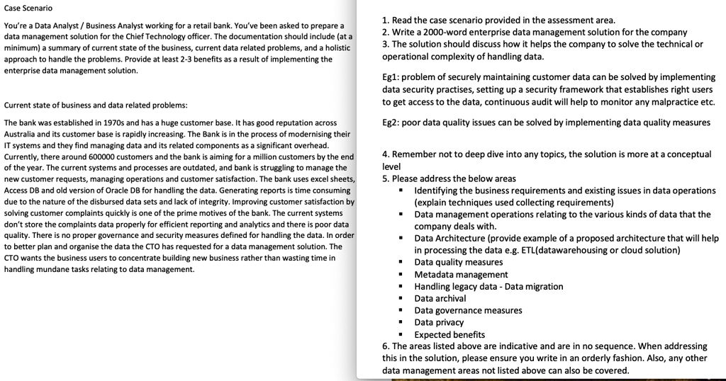 case scenario youre a data analyst business analyst working for a retail bank youve been asked ...