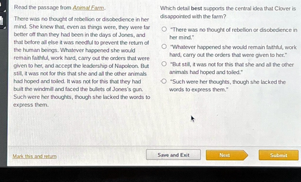SOLVED: The passage from Animal Farm contains no spelling, typographical, grammatical, OCR, or ...