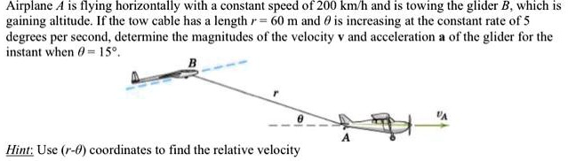 Airplane A is flying horizontally with a constant speed of 200 km/h and ...