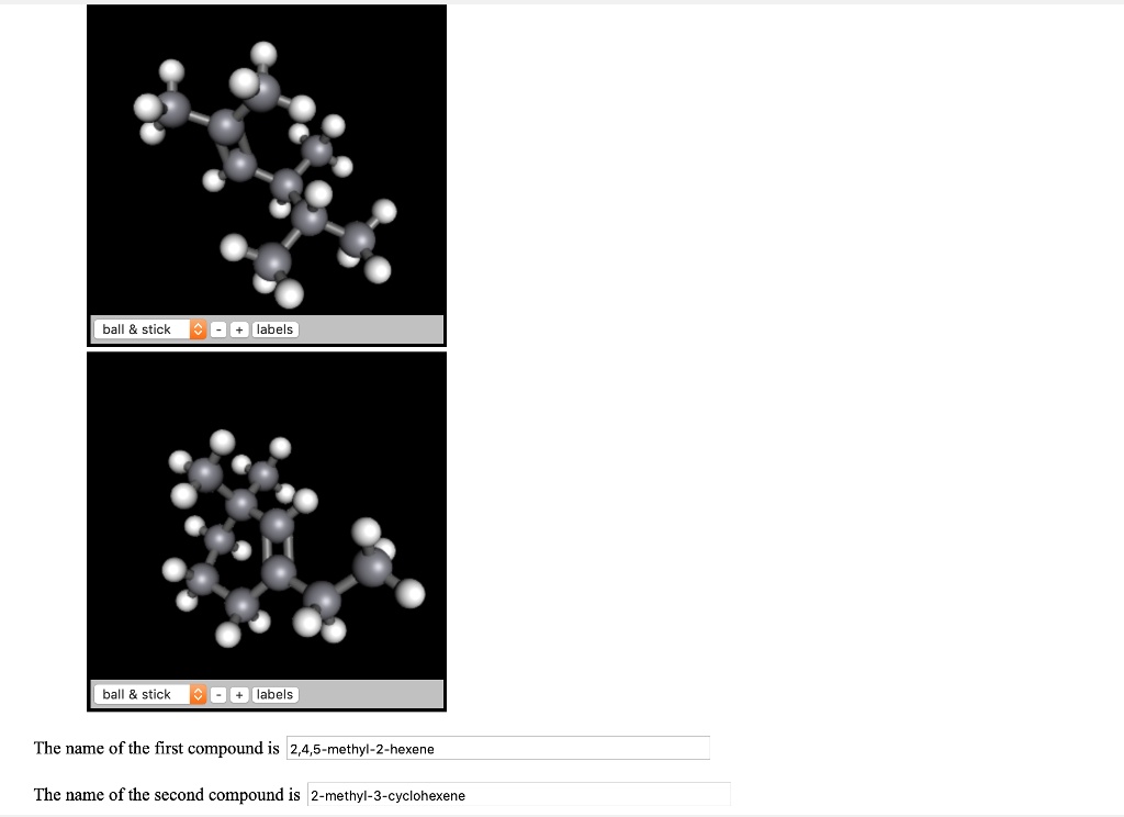 SOLVED: Ball stick Labels Ball stick Labels The name of the first ...