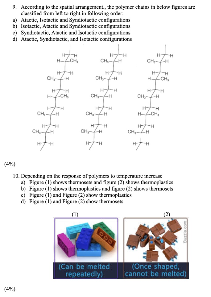 9. According to the spatial arrangement., the polymer chains in below ...
