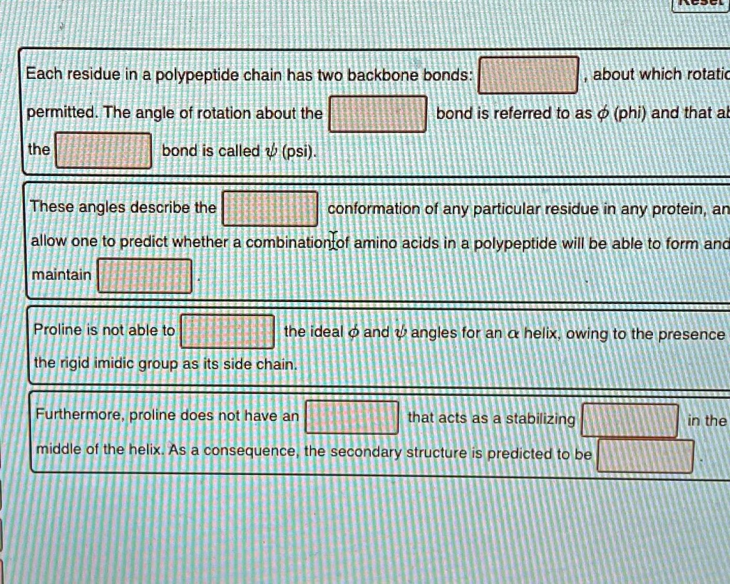 Each residue in a polypeptide chain has two backbone bonds: permitted ...