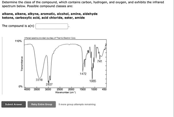 Determine the class of the compound, which contains carbon, hydrogen ...