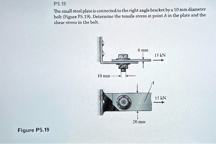 P5.19 The small steel plate is connected to the right angle bracket by ...