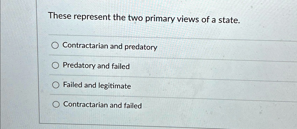 SOLVED: These represent the two primary views of a state ...