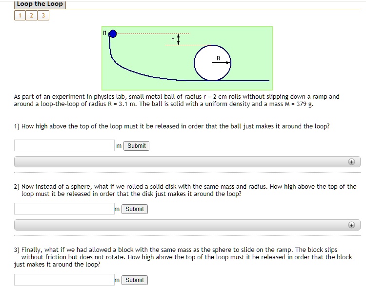 SOLVED: Loop the Loop As part of an experiment in a physics lab, a ...