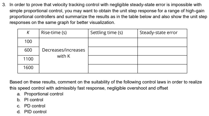 SOLVED: In order to prove that velocity tracking control with ...