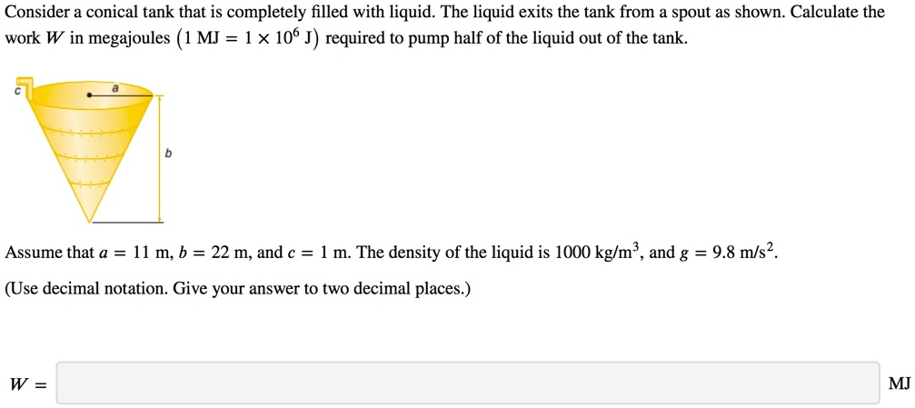 SOLVED: Consider a conical tank that is completely filled with liquid ...