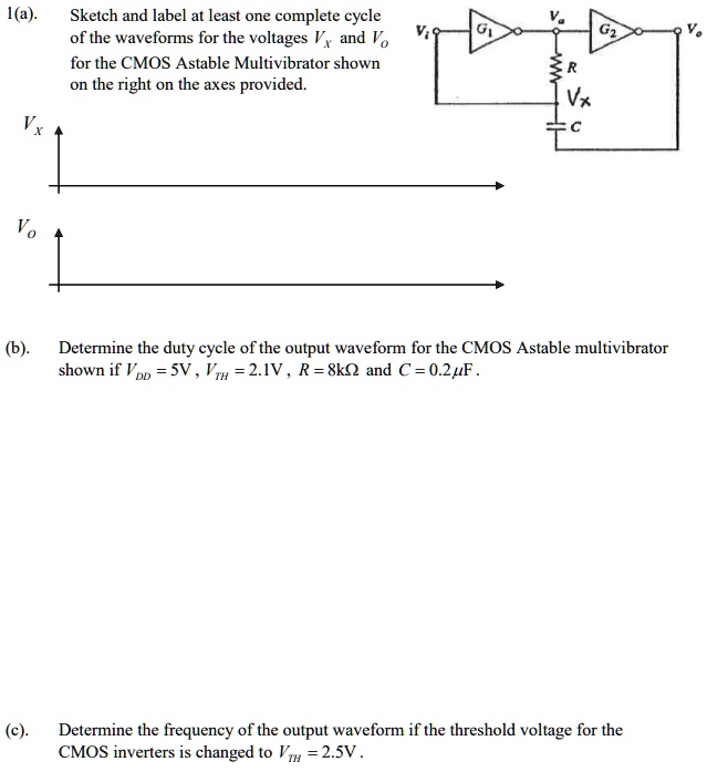 SOLVED: (a) Sketch and label at least one complete cycle of the waveforms for the voltages Vx ...