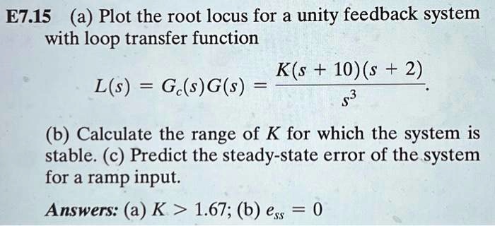 SOLVED: Texts: No Matlab, show all steps written E7.15a: Plot the root ...
