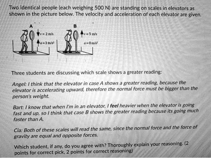 SOLVED:Two identical people (each weighing 500 N) are standing on ...