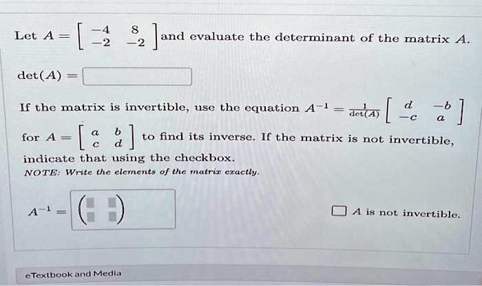 texts deta for a ab to find its inverse if the matrix is not invertible indicate that using the ...