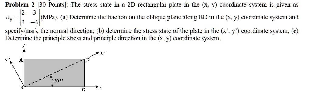 SOLVED: Problem 2 [30 Points]: The stress state in a 2D rectangular ...