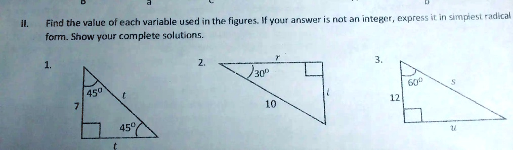 Solved Find The Value Of Each Variable Used In The Figures If Your