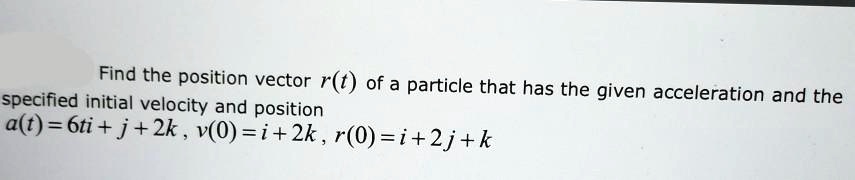 Find the position vector r(t) of a particle that has the given specified initial velocity and ...