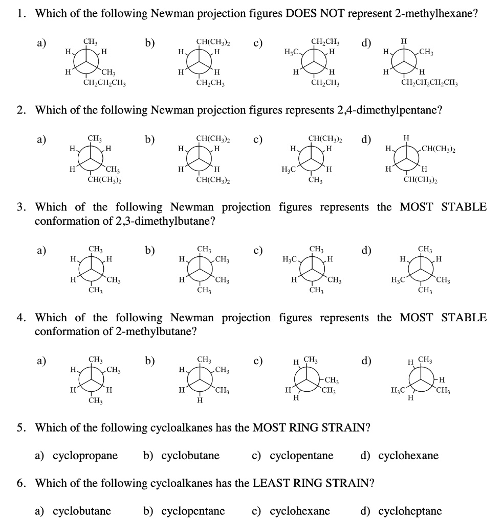 SOLVED: Which of the following Newman projection figures DOES NOT ...