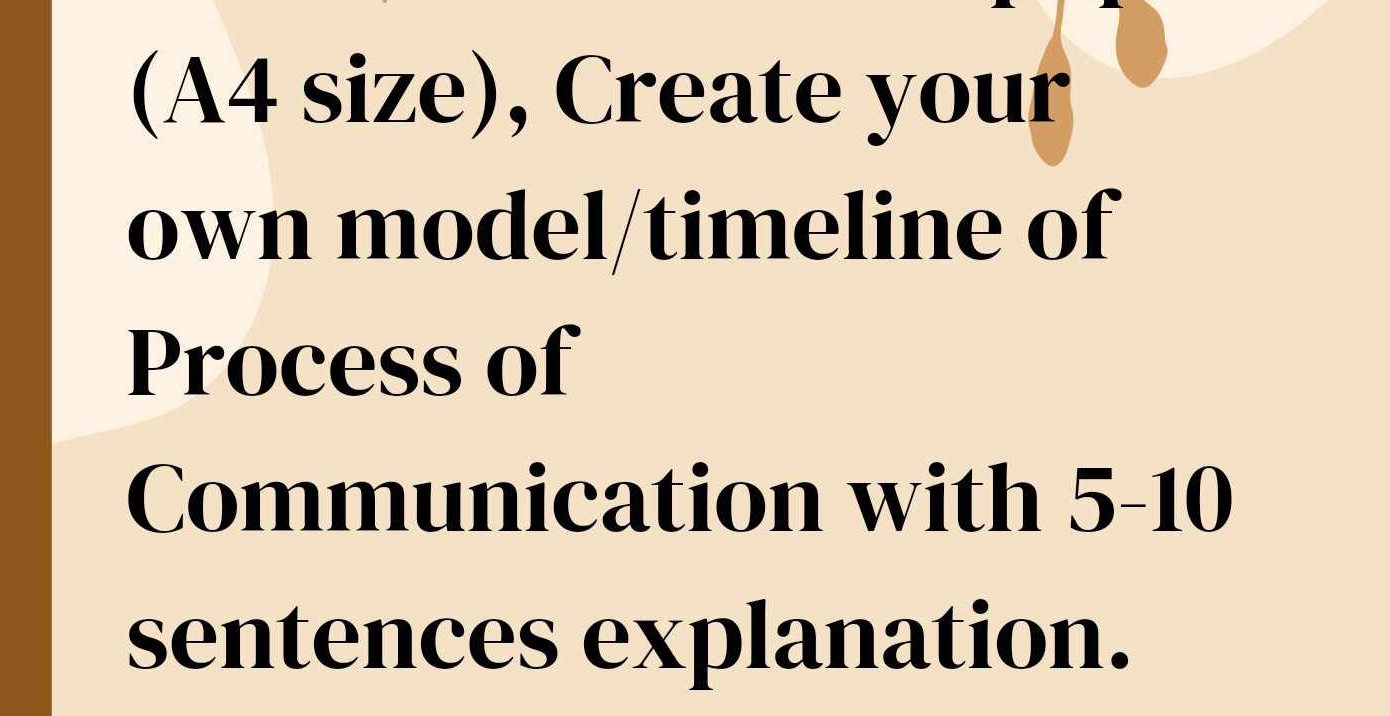 (A4 size), Create your own model/timeline of Process of Communication with 5-10 sentences ...
