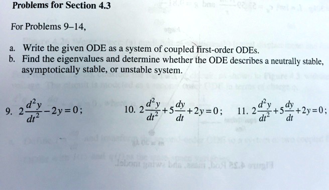 SOLVED:Problems for Section 4.3 For Problems 9-14, Write the given ODE ...