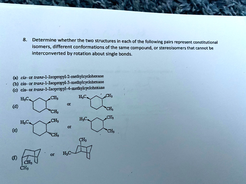 SOLVED: Determine whether the two structures in each of the following pairs represent ...