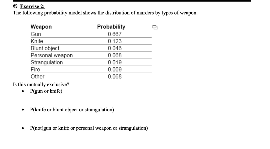 SOLVED: Exercise 2: The following probability model shows the ...
