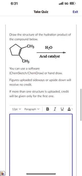 draw the structure of the hydration product of the compound below 6.31 ...