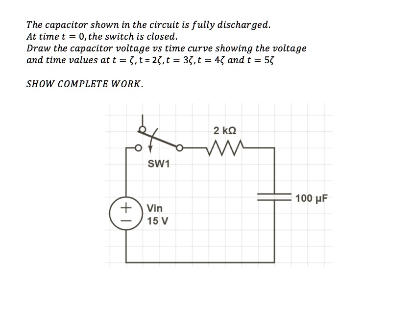 The capacitor shown in the circuit is fully discharged. At time t = 0 ...