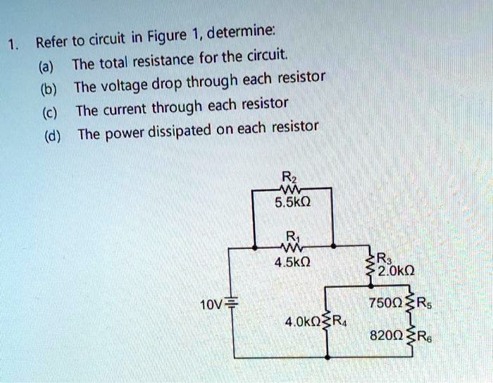 Refer to the circuit in Figure 1. Determine: (a) The total resistance ...