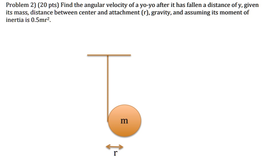 SOLVED: Problem 2) (20 pts) Find the angular velocity of a yo-yo after ... SOLVED: Problem 2) (20 pts) Find the angular velocity of a yo-yo after ...