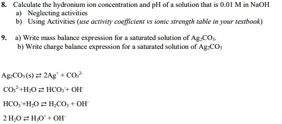 calculate the hydronium ion concentration and ph of solution that is ...