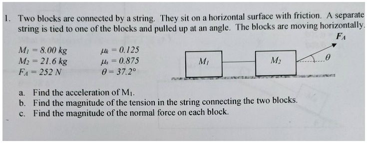 two blocks are connected by a string they sit on a horizontal surface with friction separate ...