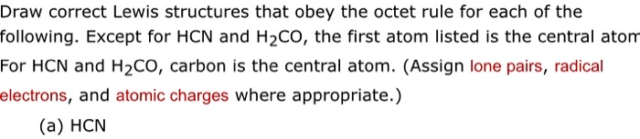 SOLVED: Draw correct Lewis structures that obey the octet rule for each of the following: Except ...