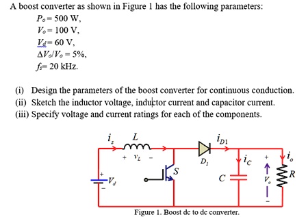 SOLVED: Boost converter as shown in Figure has the following parameters ...