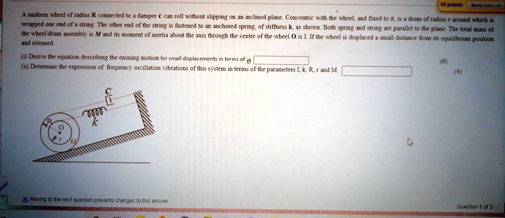 A uniform wheel of radius R connected to a damper c can roll without ...