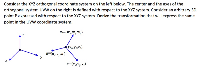 SOLVED: Consider the XYZ orthogonal coordinate system on the left below.The center and the axes ...