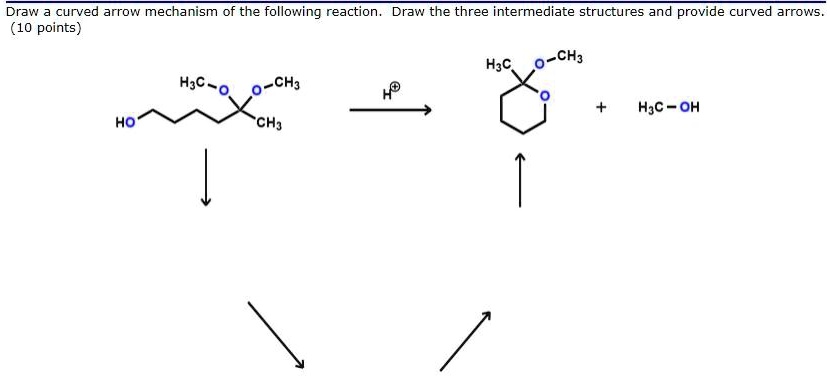 SOLVED:Draw curved arrow mechanism of the following reaction. Draw the three intermediate ...