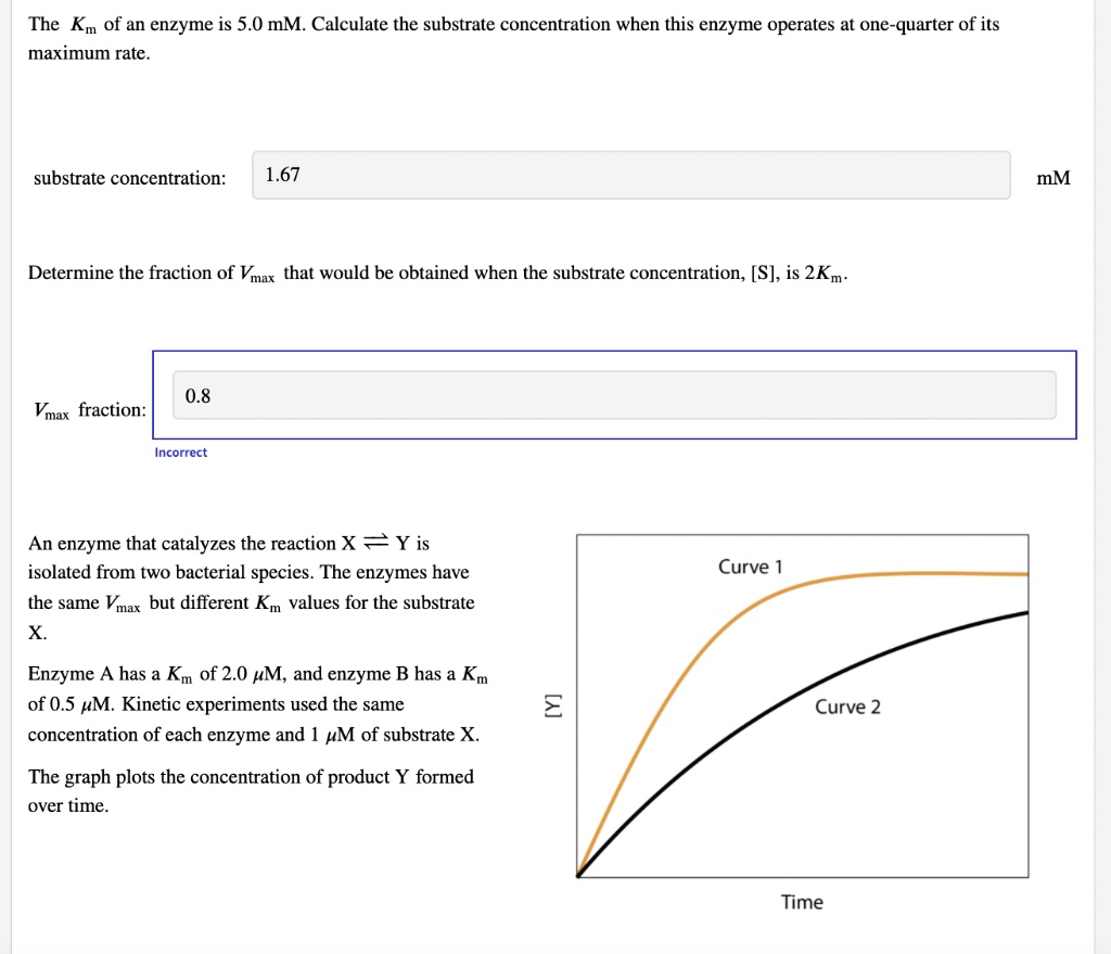 SOLVED: The Km of an enzyme is 5.0 mM. Calculate the substrate ...