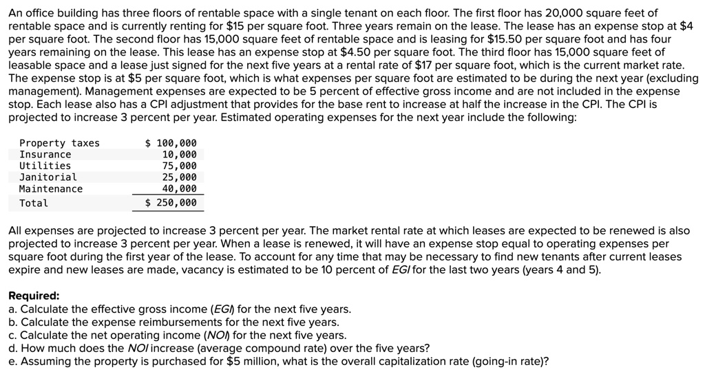 SOLVED: An office building has three floors of rentable space with a ...