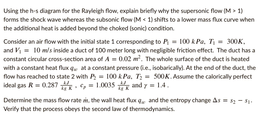SOLVED: Using the h-s diagram for the Rayleigh flow, explain briefly why the supersonic flow (M ...