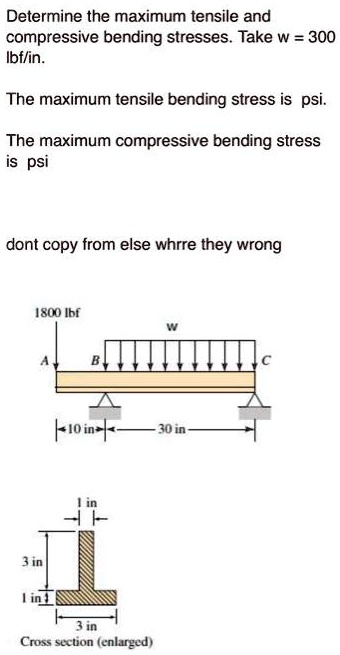 determine the maximum tensile and compressive bending stressestake w300 ...
