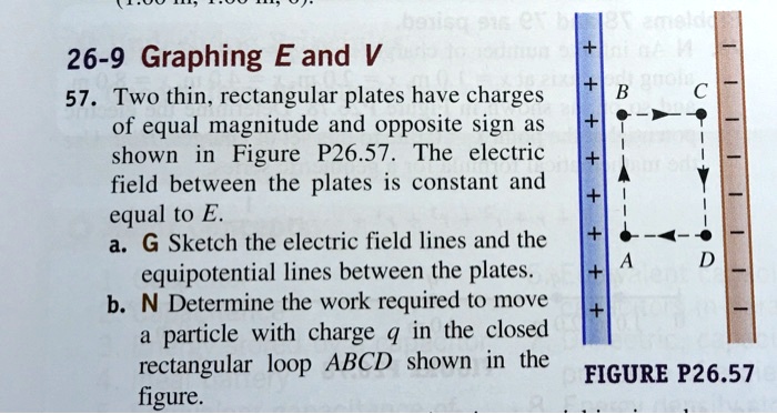 SOLVED: 26-9 Graphing E and V 57. Two thin, rectangular plates have ...
