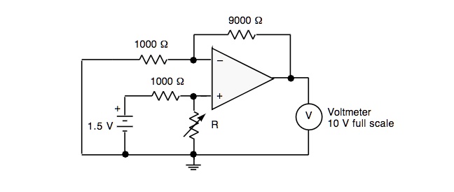 SOLVED: In the circuit below, the variable resistor, R, is 1,000 when ...
