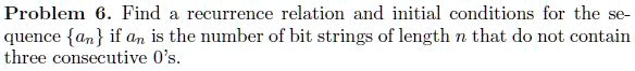 Solved Problem Find Recurrence Relation And Initial Conditions For The Se Quence An If An Is