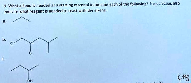 what alkene is needed as starting material to prepare each of the following in each case also ...