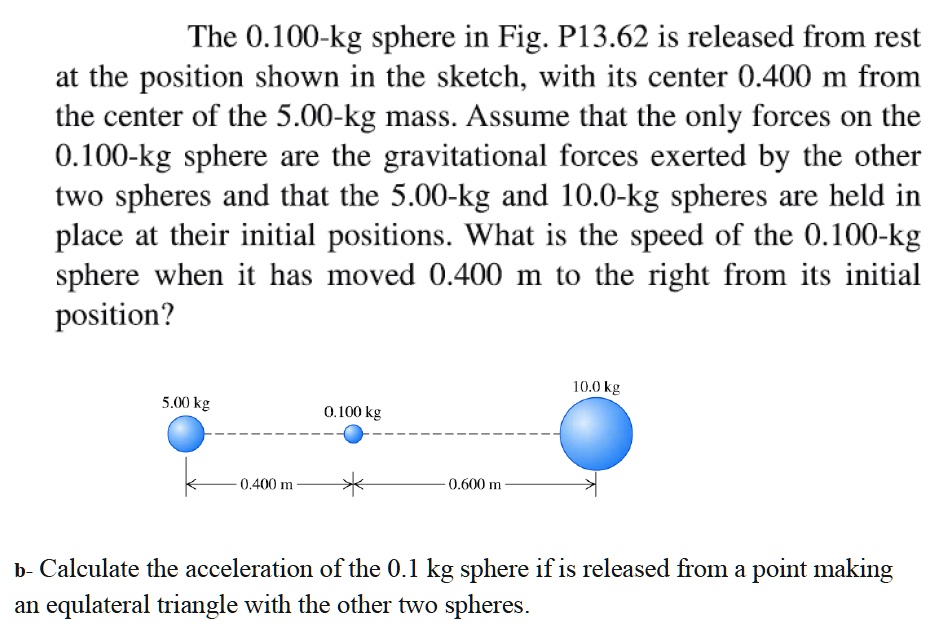 the 0 100 kg sphere in fig p1362 is released from rest at the position ...